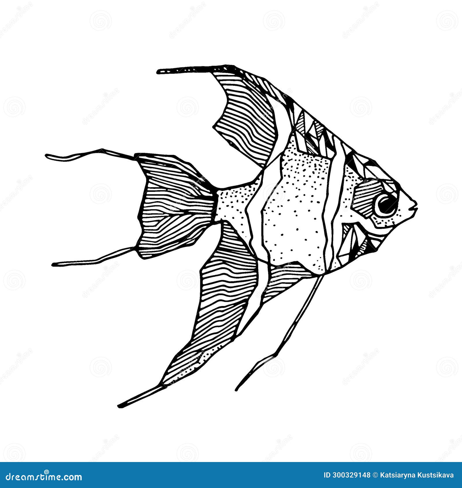 Angelfish Fish in a Graphic Style Stock Illustration - Illustration of ...