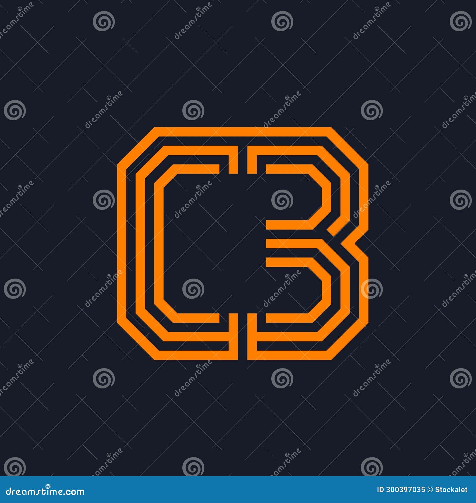 CB Monogram Logo Signature Icon. Alphabet Initials Icon. Bright Orange ...