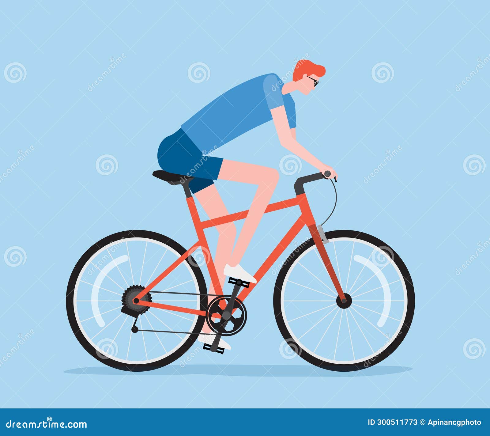 Active Bike Riding, Man Riding Bicycle. Linear Male On Bike, Young ...
