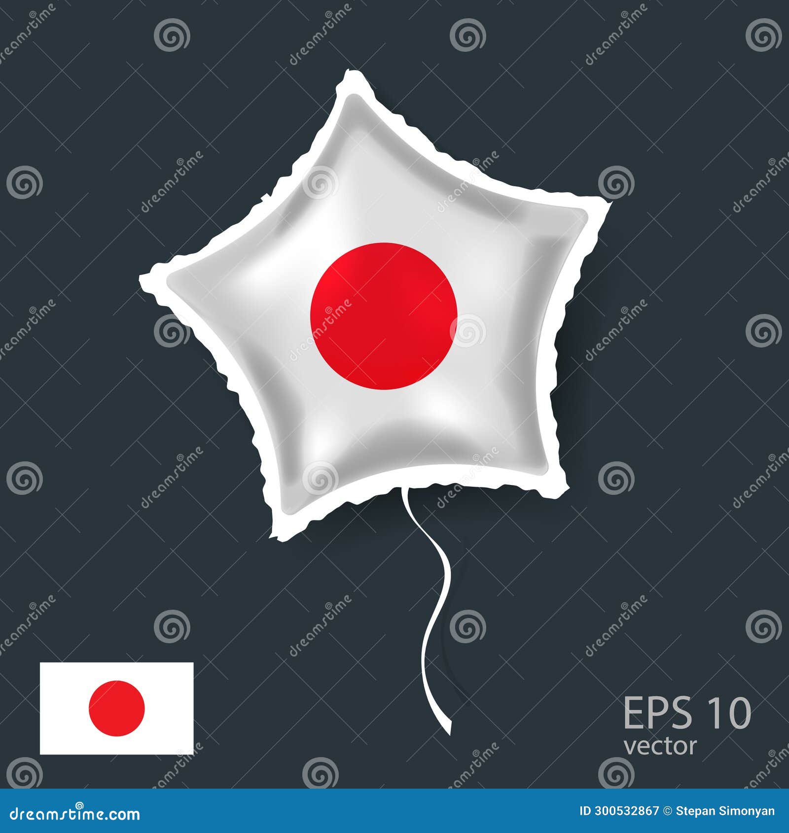 Celebration Vector Balloon with Flag of Japan. Shiny Star Balloon.Web ...