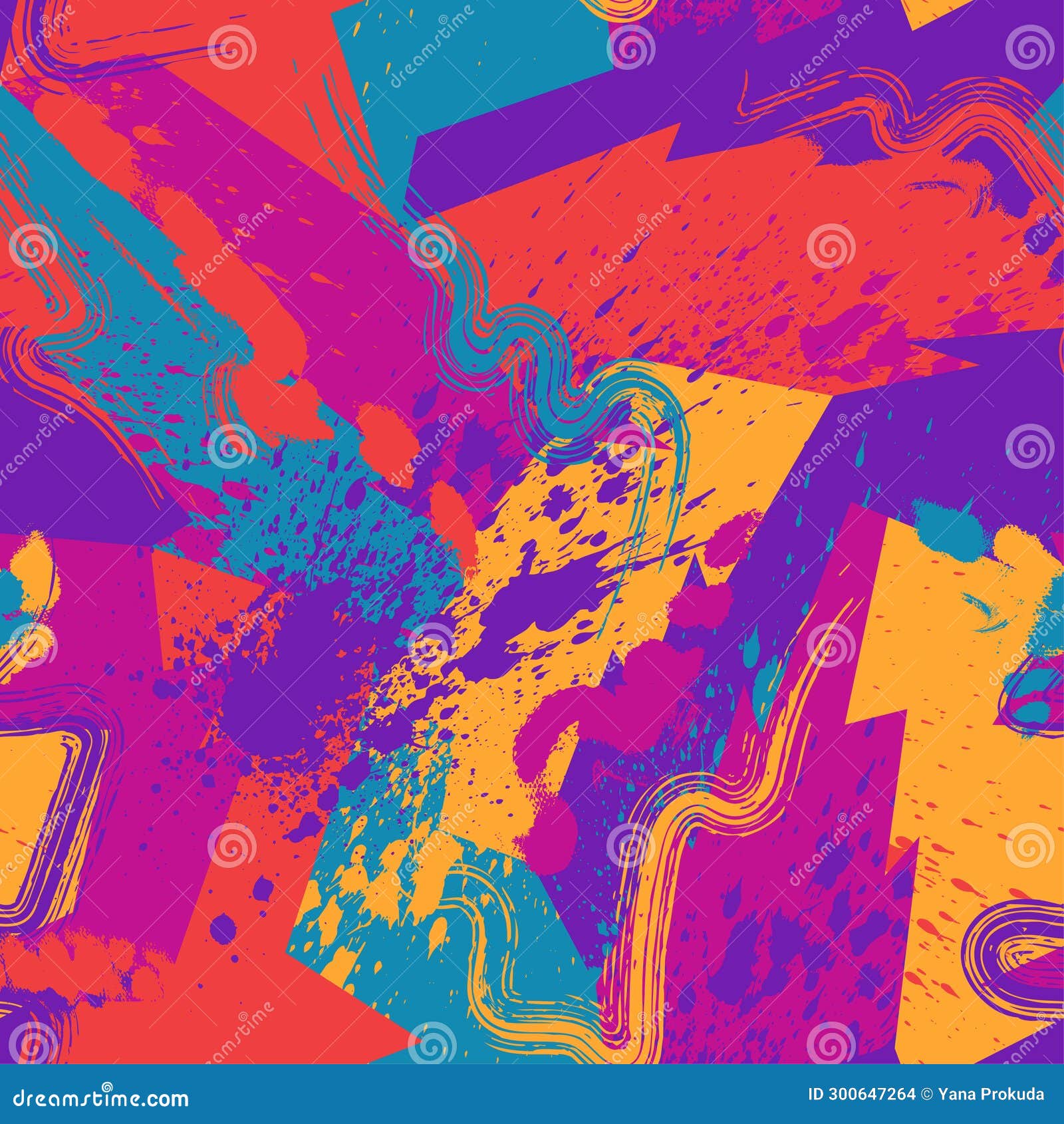 Seamless Abstract Urban Geometric Pattern with Curved Elements, Grunge ...