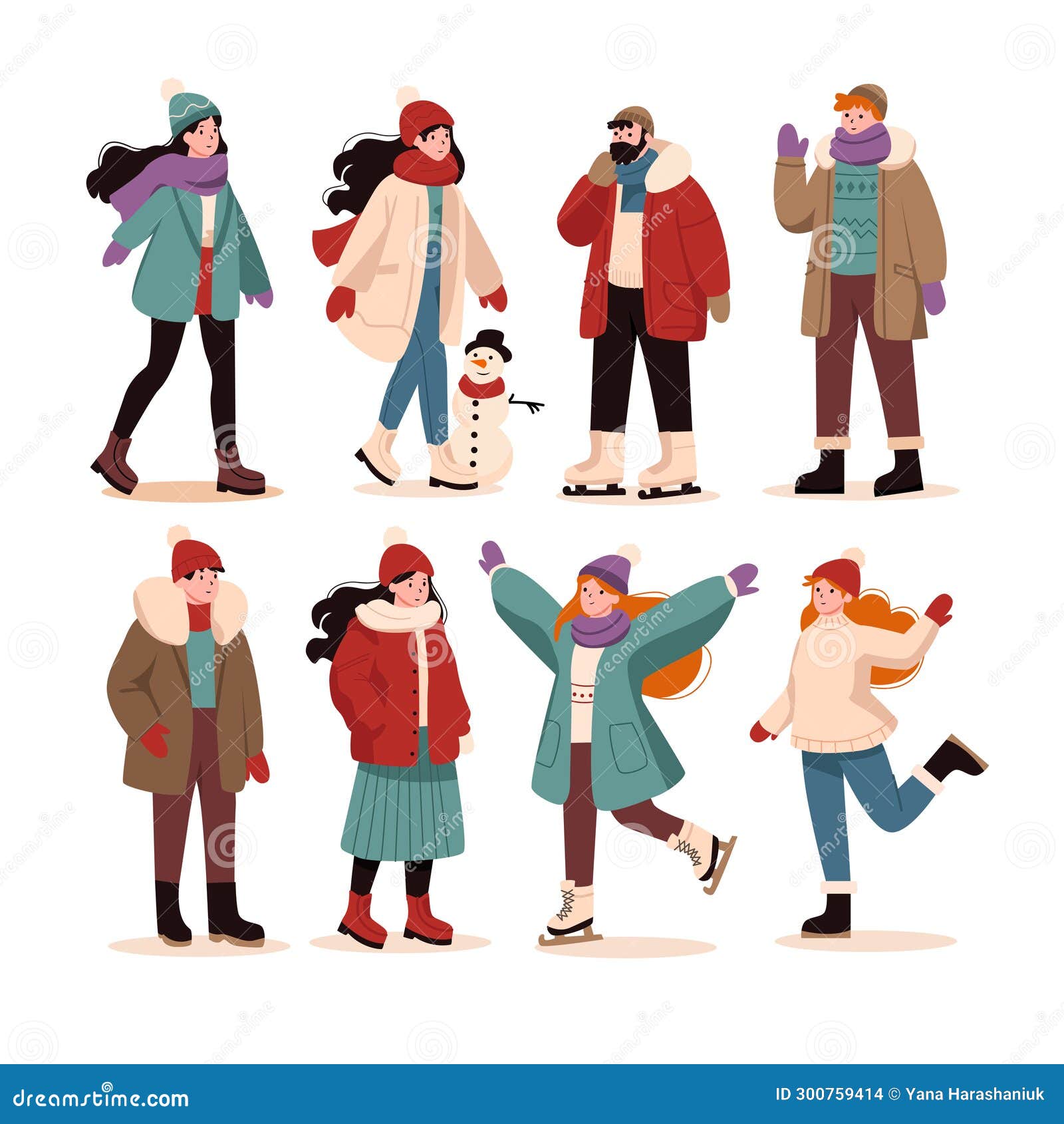 Set of People in Winter Clothes. Vector Illustration in Cartoon Style ...