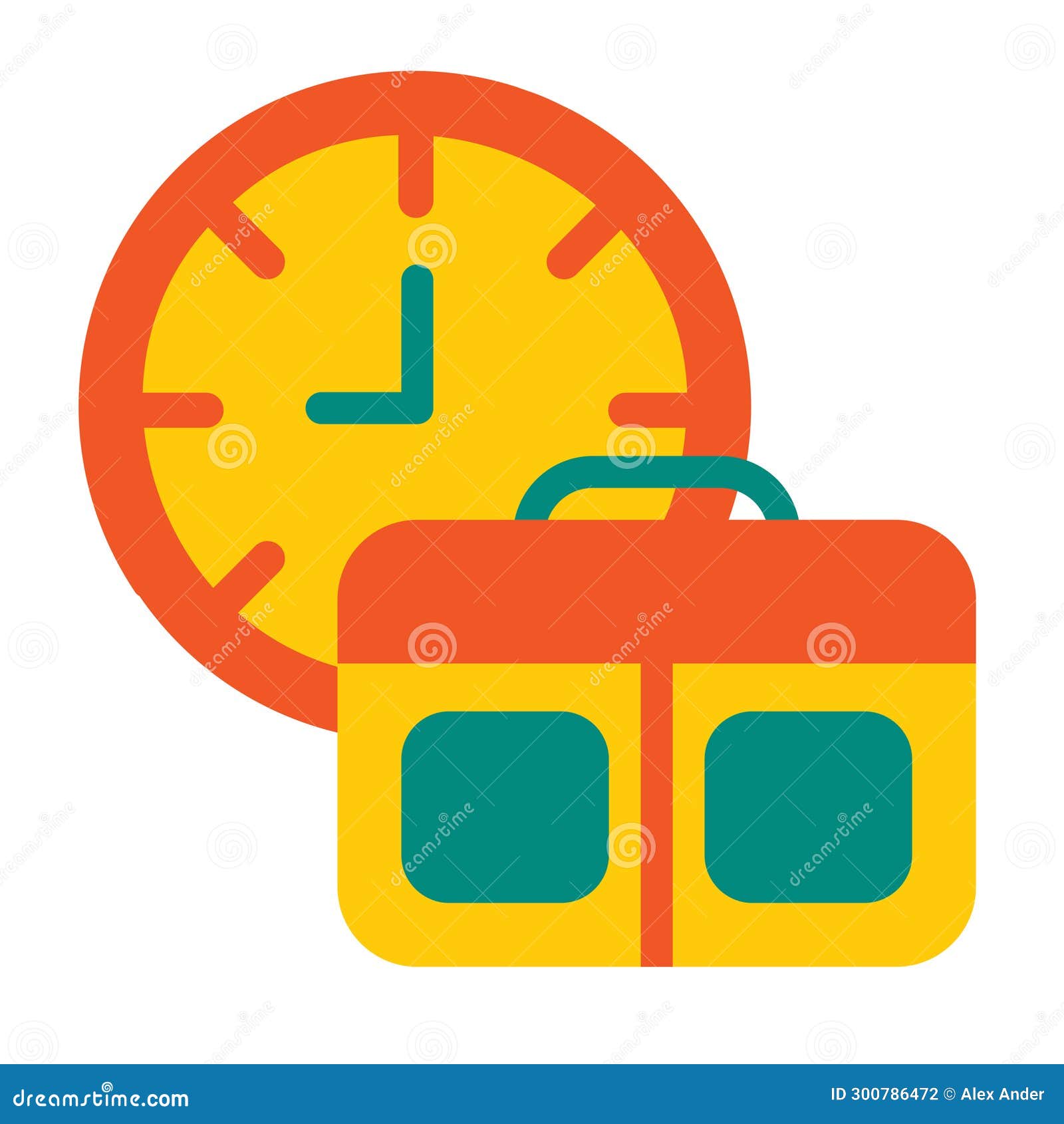 Clock Watch Time Bag Briefcase Work Vector Flat Icon Suitable for ...