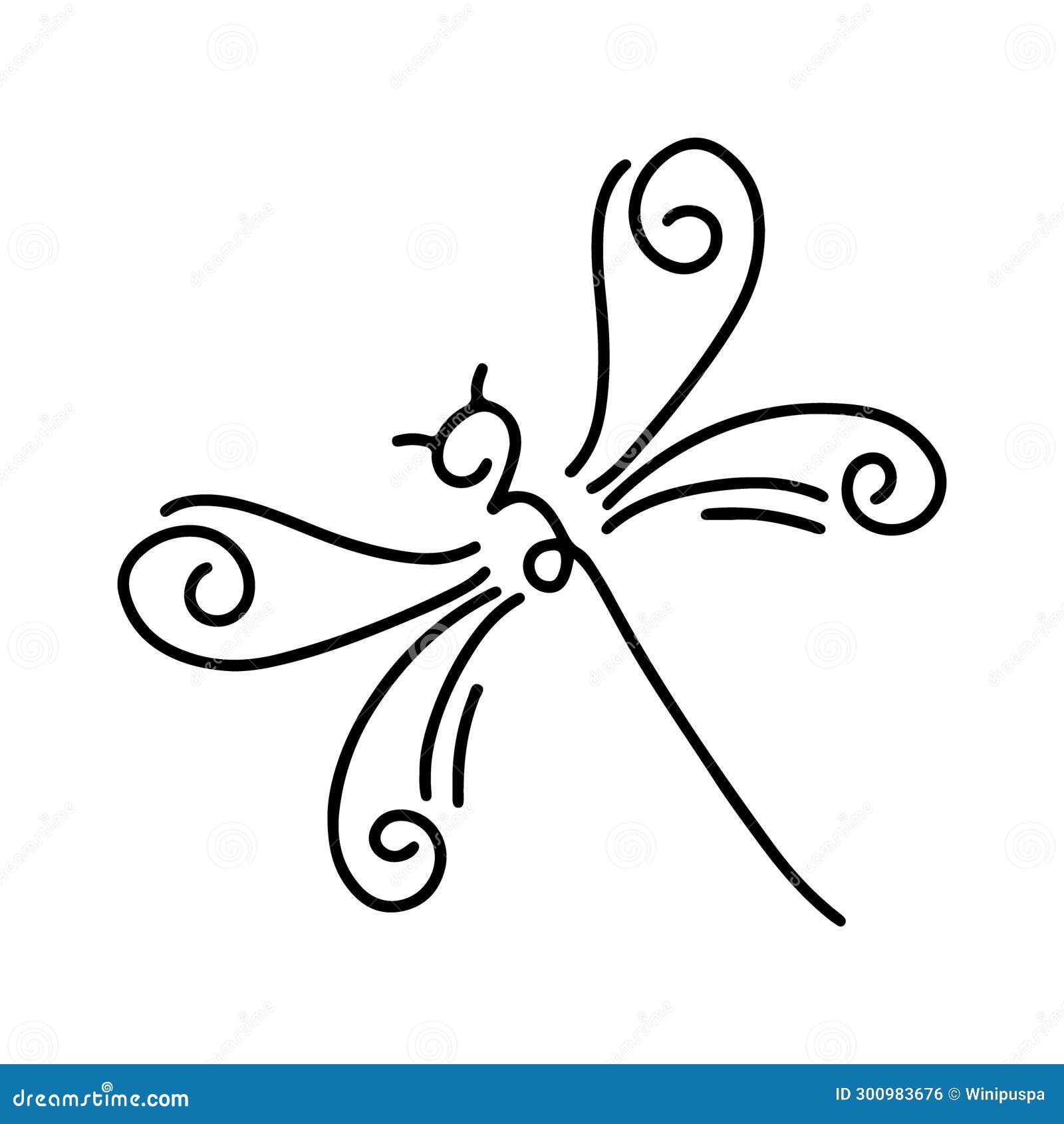Dragonfly Line Art Doodle Illustration Stock Vector - Illustration of ...