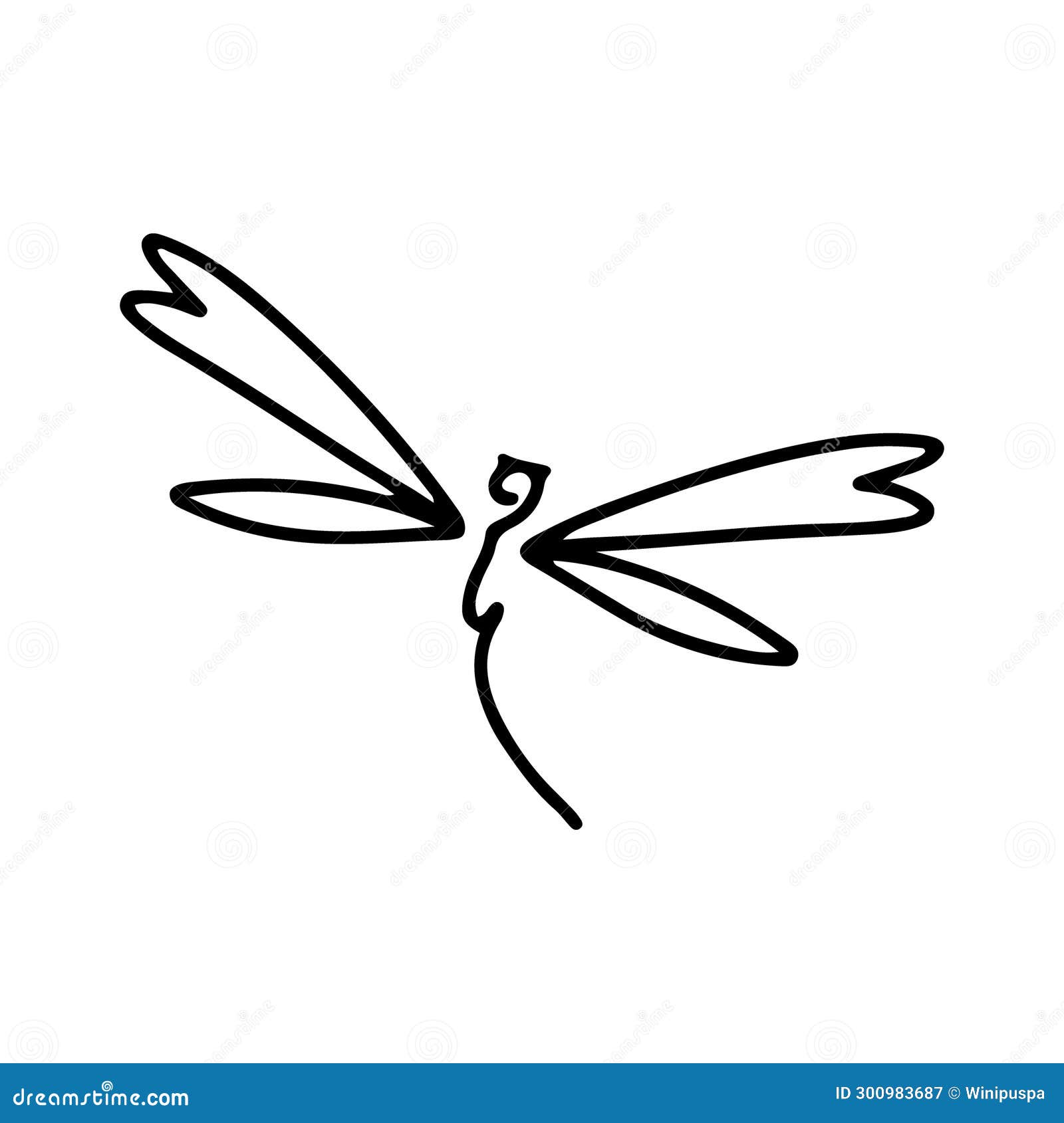 Dragonfly Line Art Doodle Illustration Stock Vector - Illustration of ...