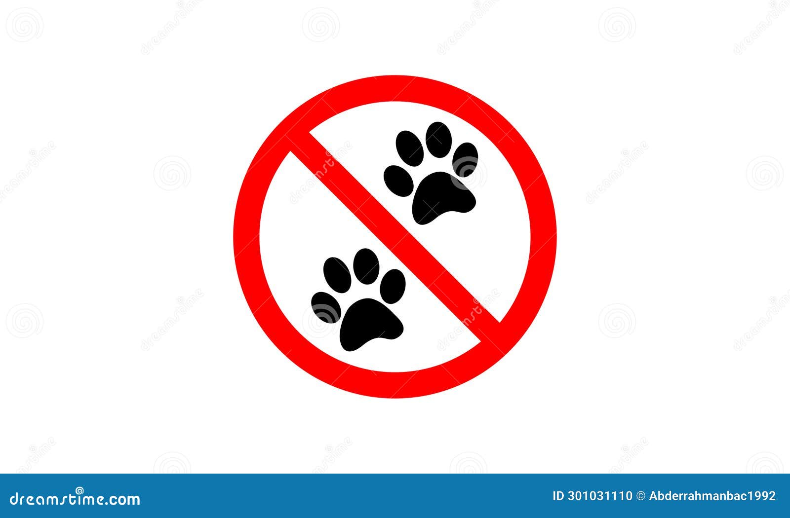 Animal STOP Paw Icon,No Pets Allowed Sign, Red Prohibition Sign with No ...