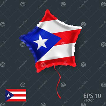 Celebration Vector Balloon with Flag of Puerto Rico. Shiny Star Balloon ...