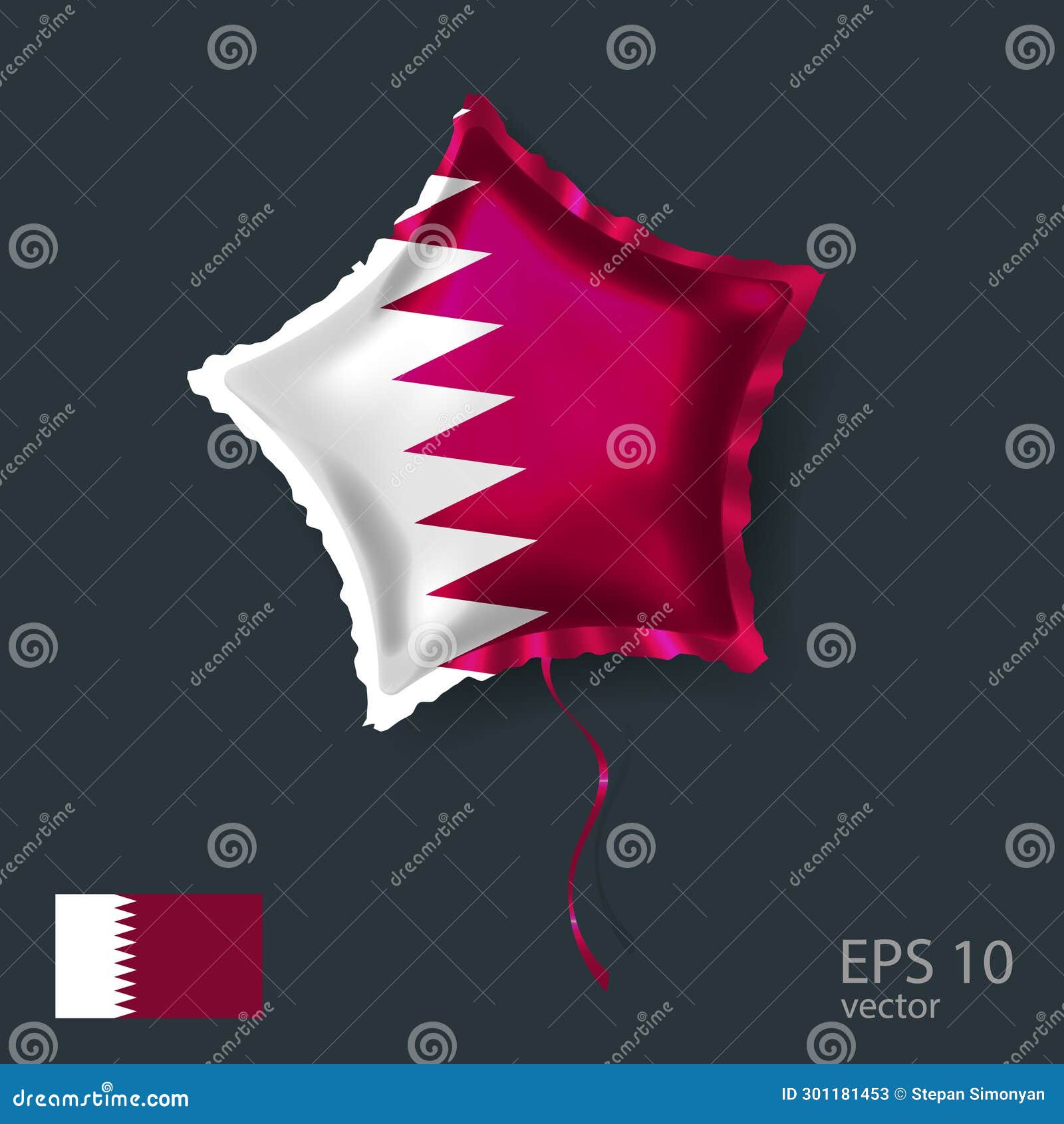Qatar Star Flag. Qatari Star Shape Flag. State Of Qatar Country ...