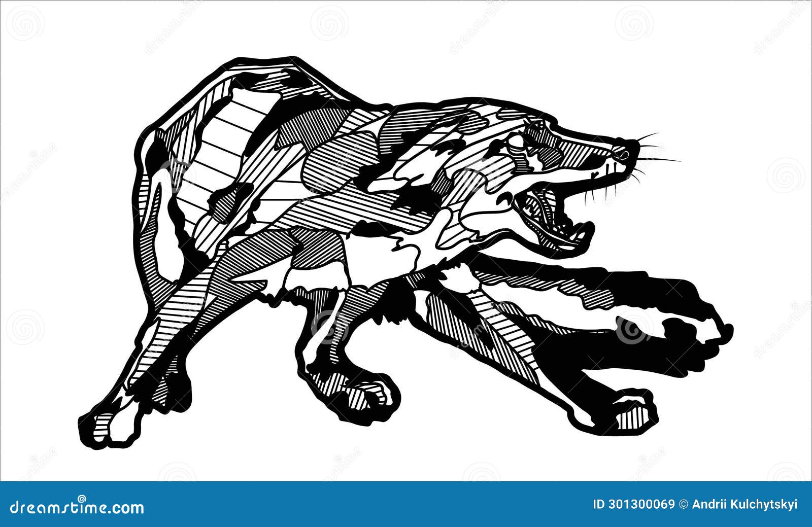 Stylized predatory fox stock vector. Illustration of lines - 301300069