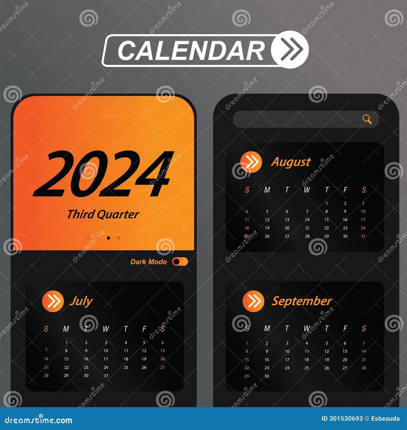 Third Quarter of 2024 Calendar Stock Vector - Illustration of july ...