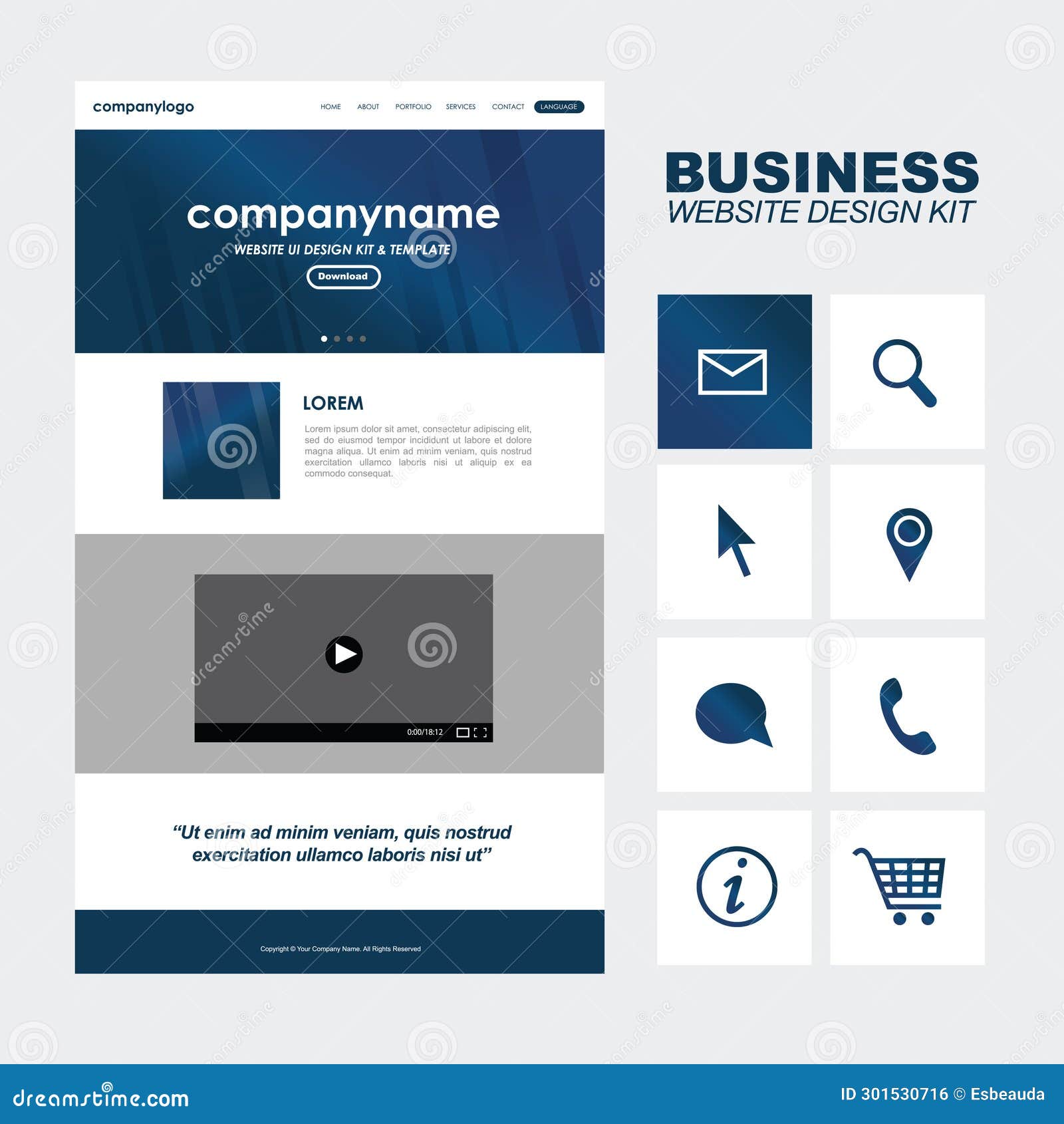 Website Layout Template and Design Kits Stock Vector - Illustration of ...