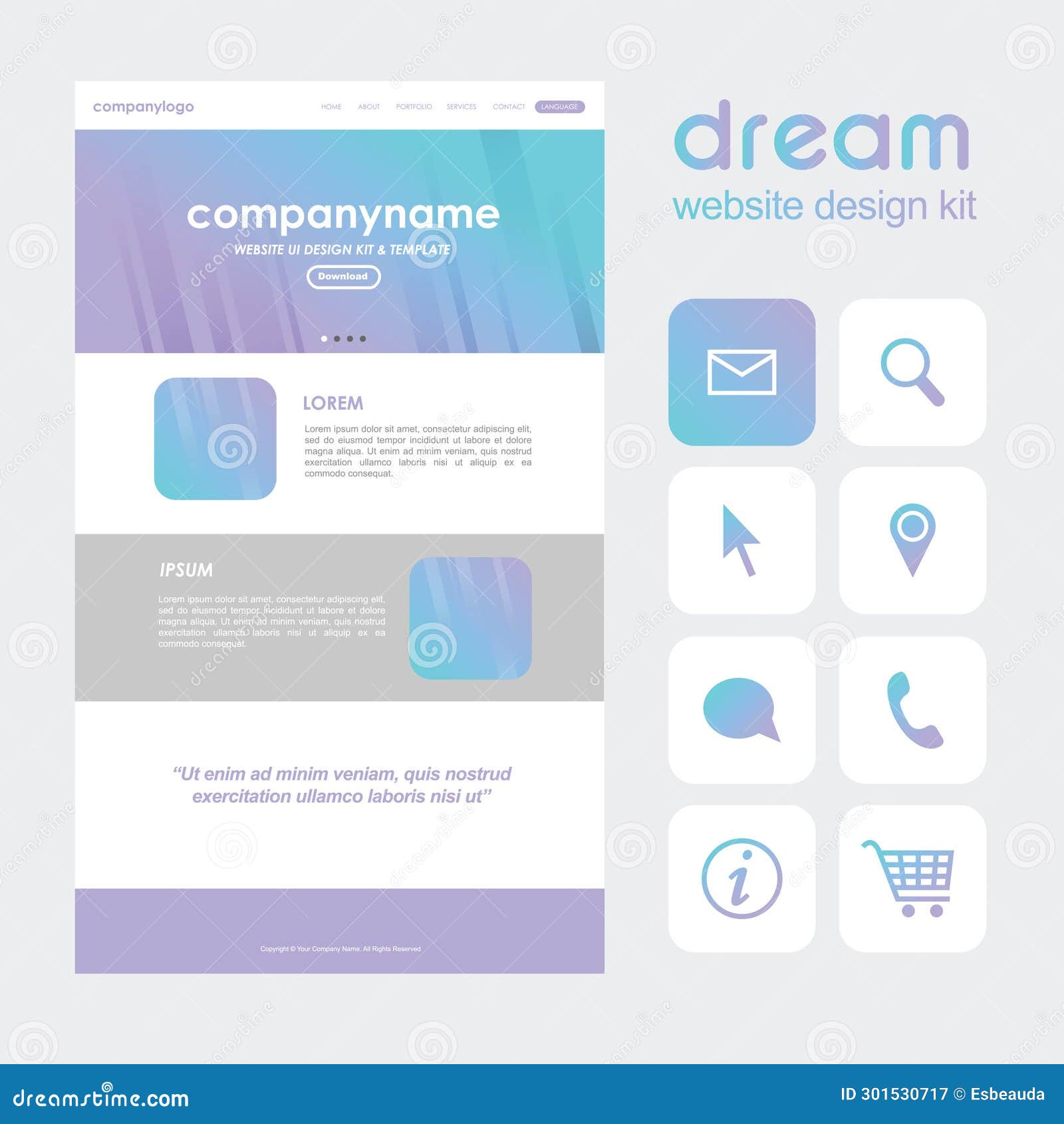 Website Layout Template and Design Kits Stock Vector - Illustration of ...