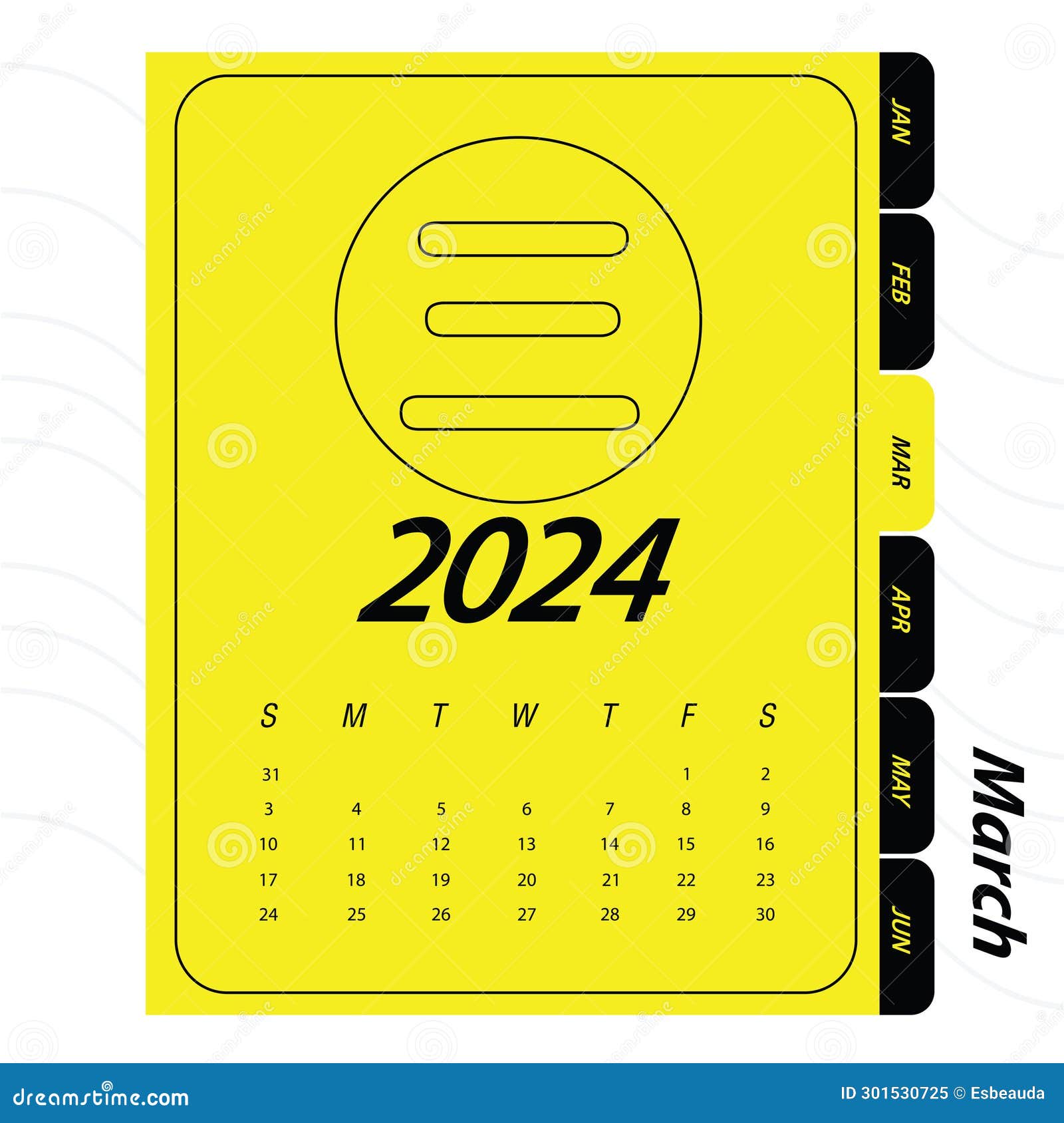 Minimalist Design of Monthly Calendar of 2024 Stock Vector ...