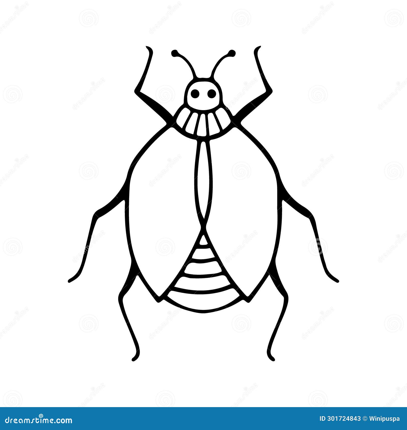 Hand-Drawn Insect Doodle Illustration for Coloring Book Stock ...