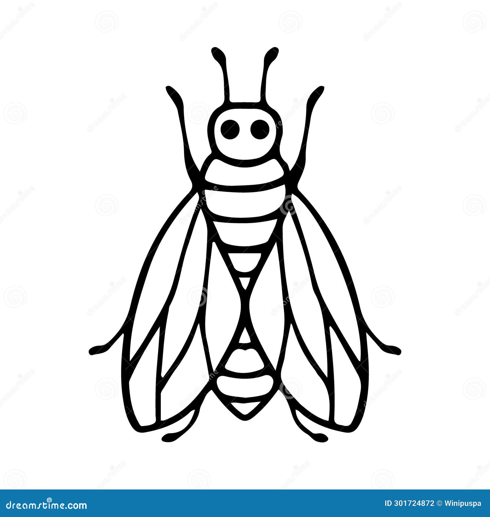 Hand-Drawn Insect Doodle Illustration for Coloring Book Stock ...
