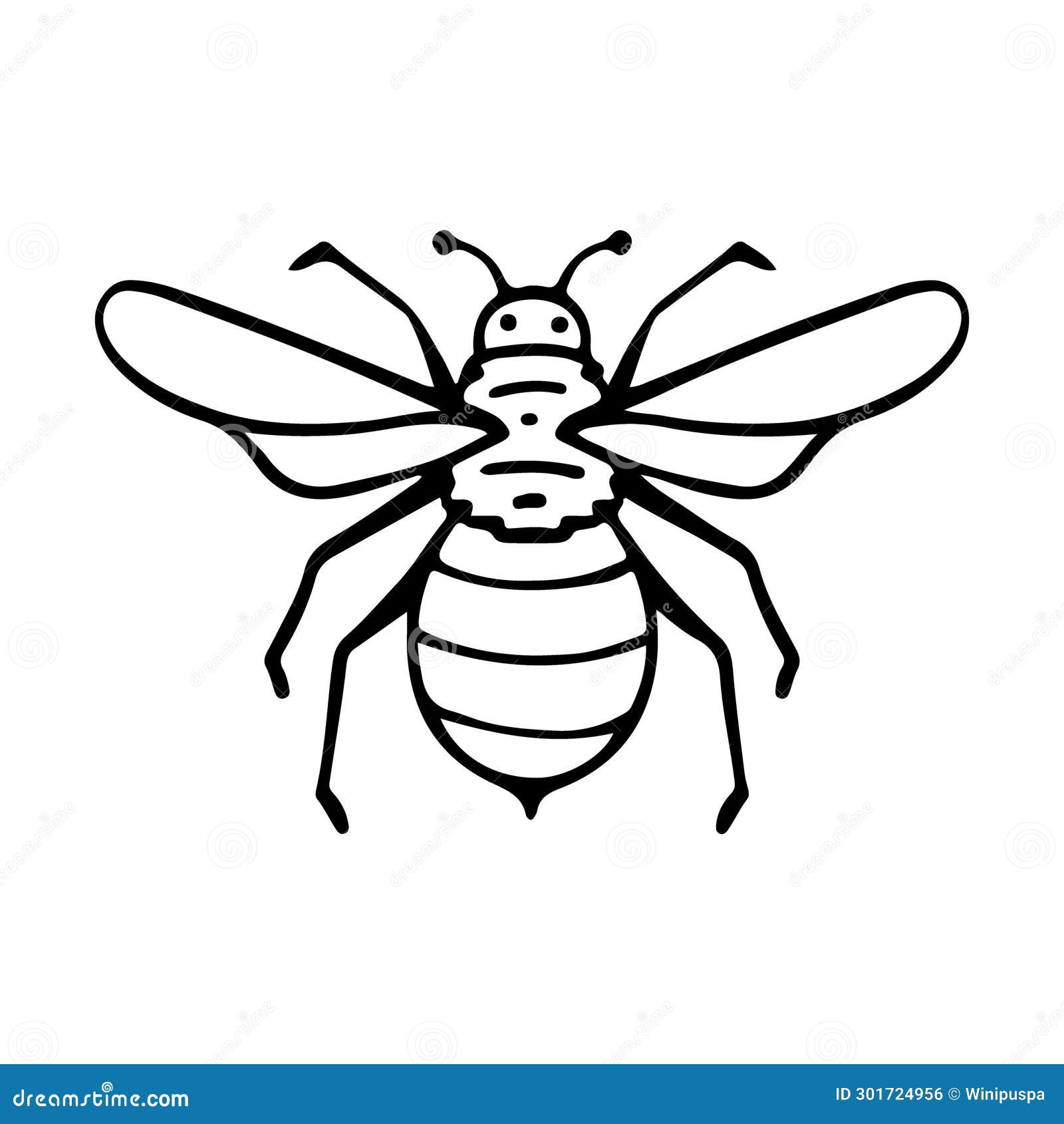 Hand-Drawn Insect Doodle Illustration for Coloring Book Stock ...