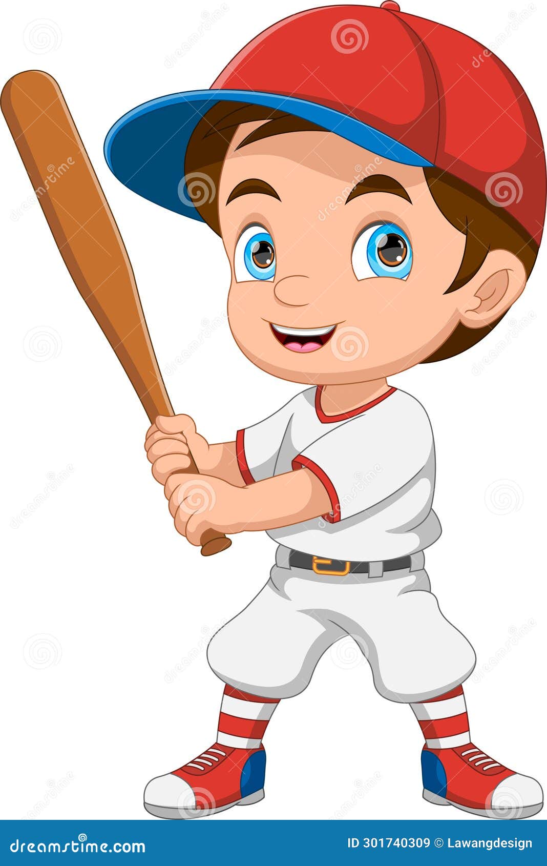 Cartoon Little Boy Playing Baseball Stock Vector - Illustration of club ...