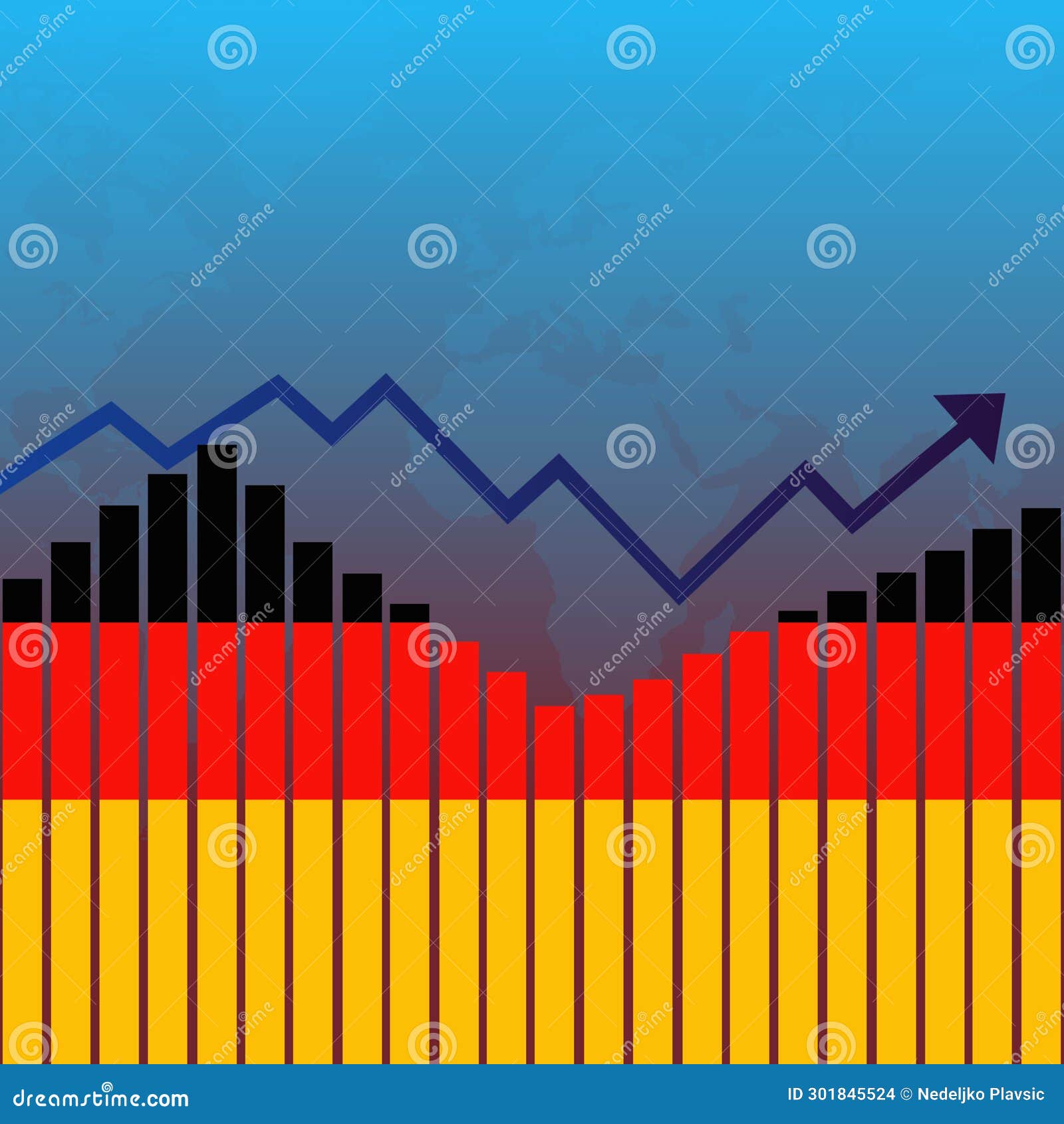 Vector Germany Bar Chart Graph Statistics Concept German Flag on Graph ...