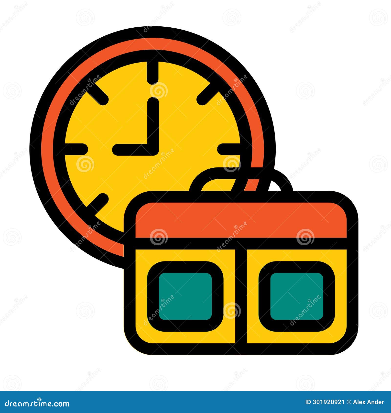Clock Watch Time with Briefcase Bag Vector Filled Line Icon Suitable ...