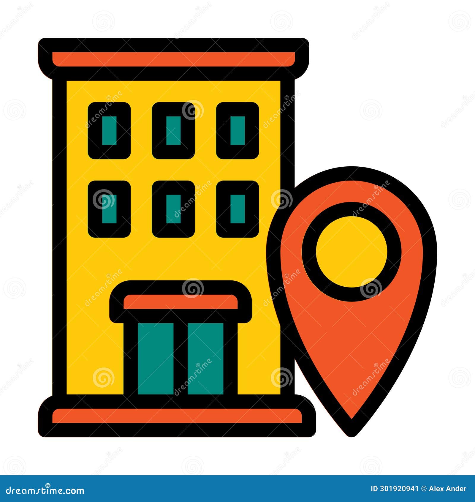 Office Building Location Vector Filled Line Icon Suitable for Business ...