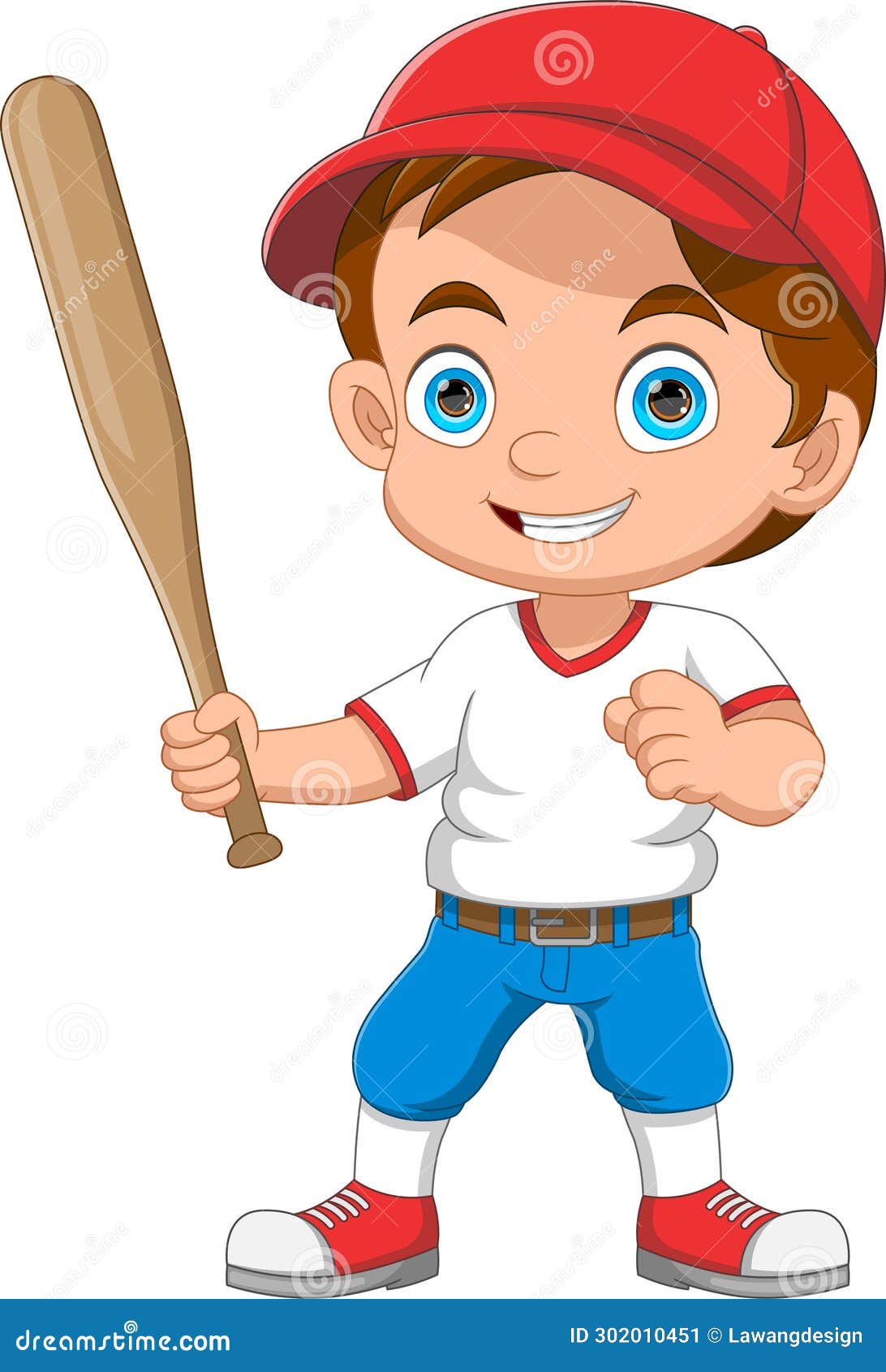 Cartoon Little Boy Playing Baseball Stock Vector - Illustration of girl ...