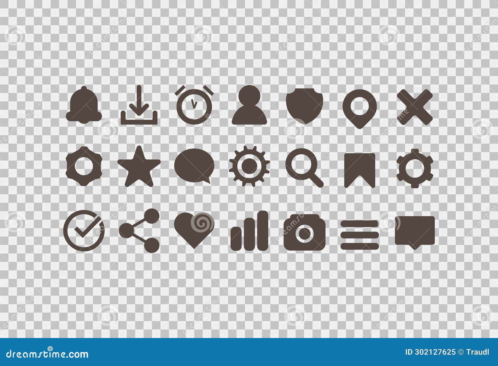 Set of Flat Icons on Transparent Background. UI Design. Vector ...