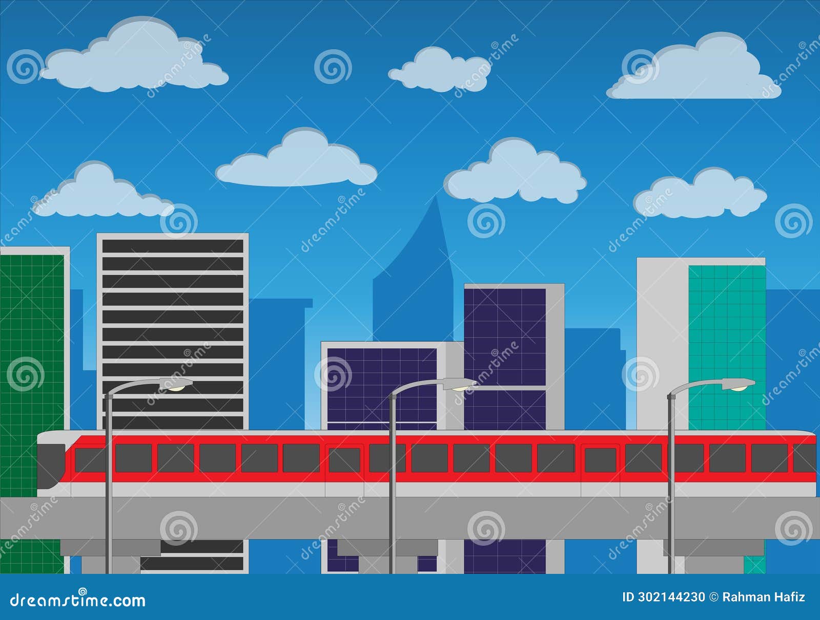 Light Rail Transit Llustration Stock Vector - Illustration of cityscape ...