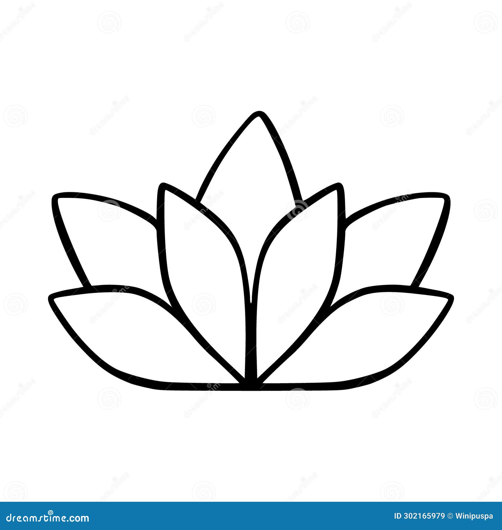 Simple Lotus Flower Line Drawing Outline Isolated in White Background ...