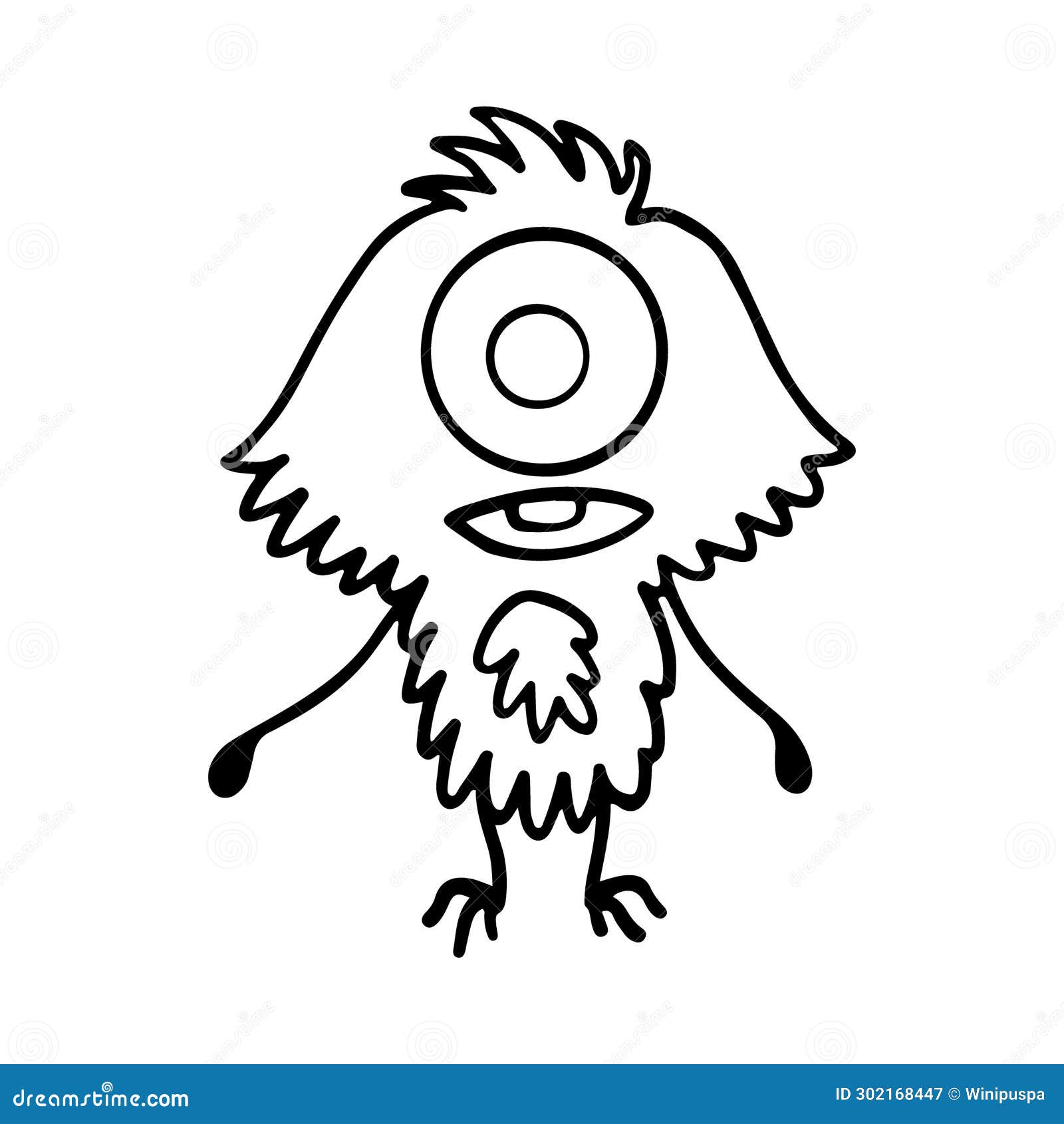 Cute and Funny Monster Outline Cartoon for Coloring Book Stock Vector ...