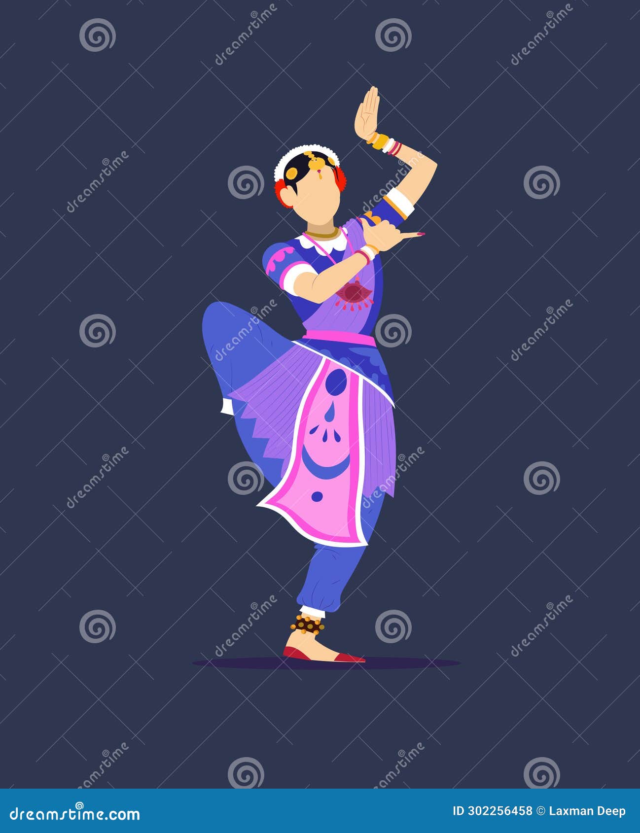 Woman Dancer In National Indian Cloth Dancing Bharatanatyam Folk Dance ...