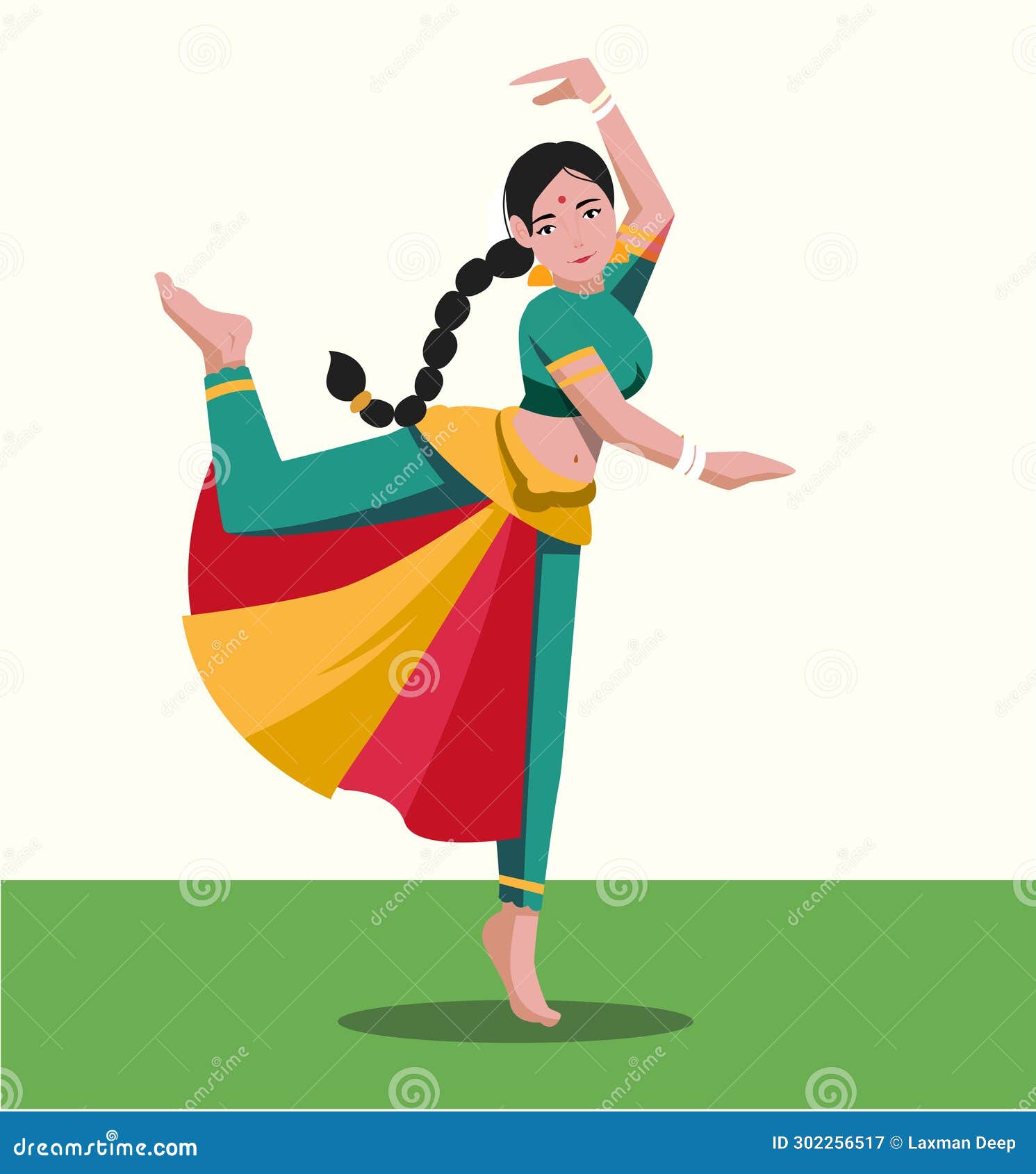 Kathak Dancer Indian Girl Cartoon Vector | CartoonDealer.com #349605351
