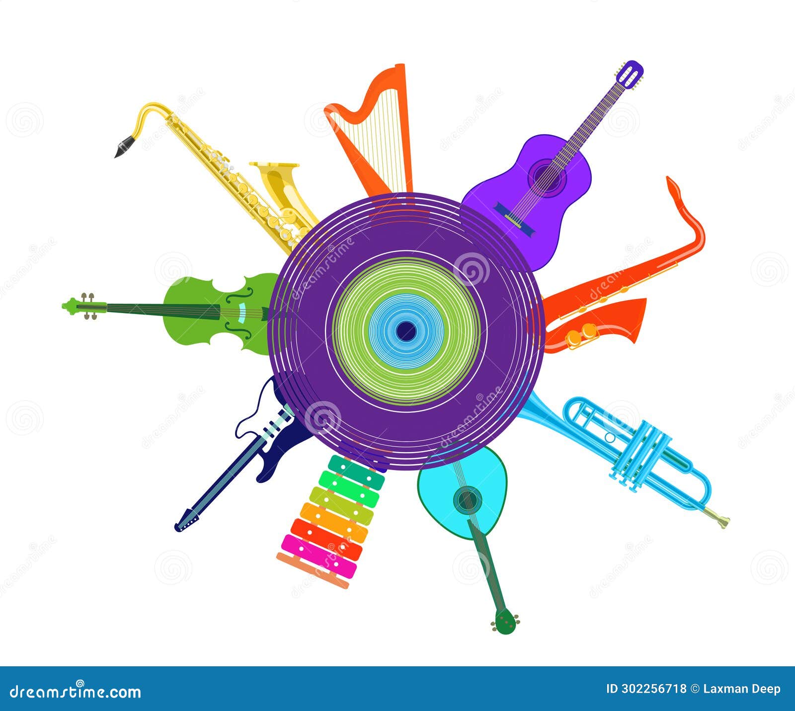Illustration of Music Instrument in Flat Style. Stock Illustration ...
