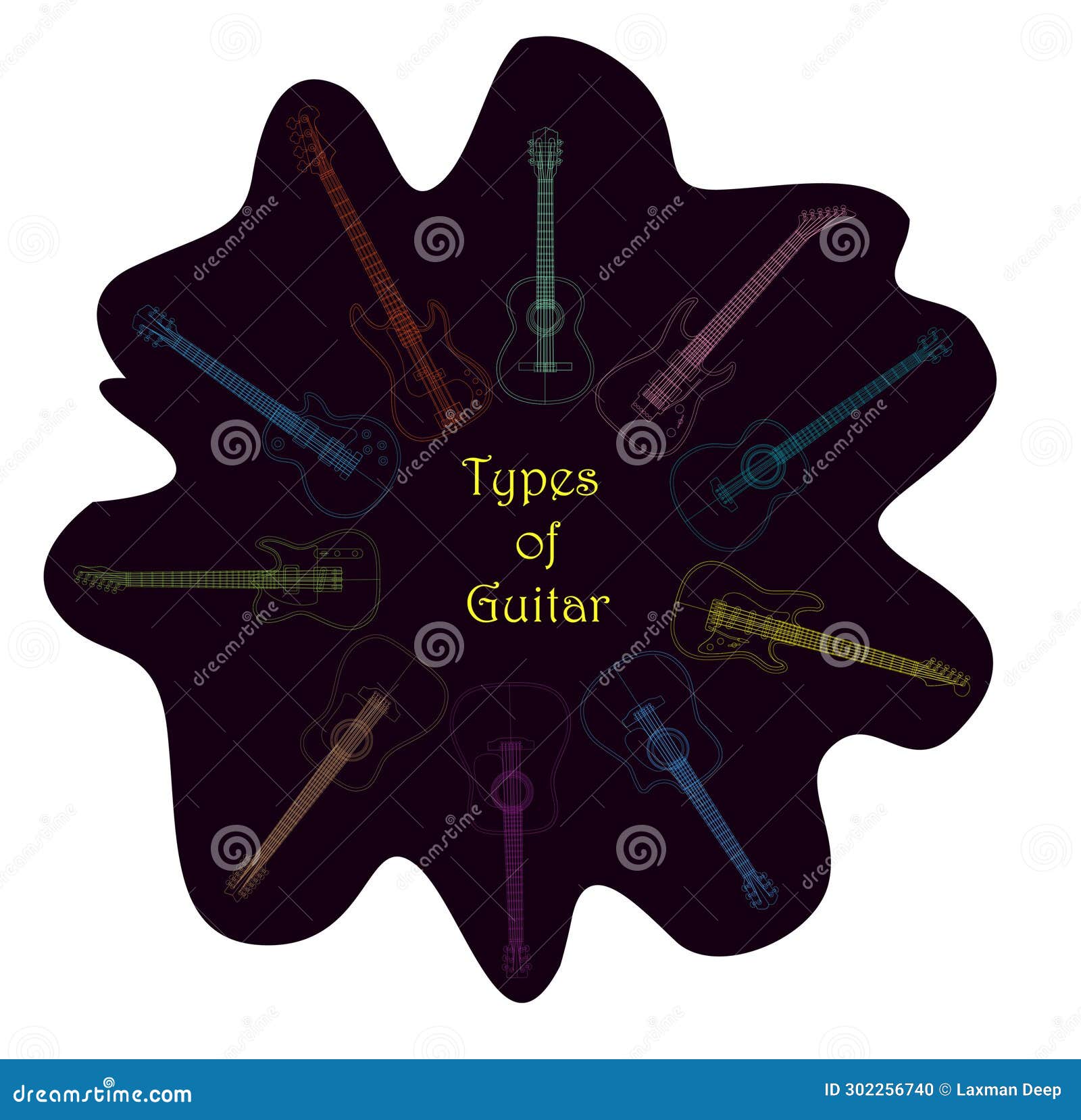 Set of vector guitars stock illustration. Illustration of party - 302256740