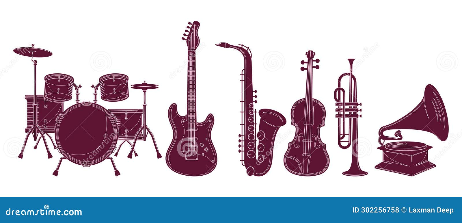 Music Instrument Band Equipment Vector Illustration Graphic Set Stock ...