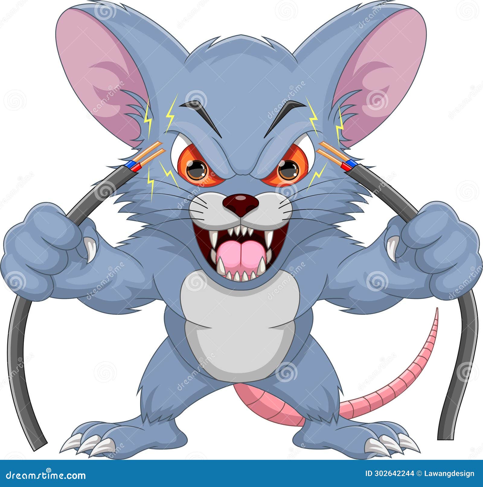 Angry Mouse Cut the Power Cable Cartoon Stock Vector - Illustration of ...