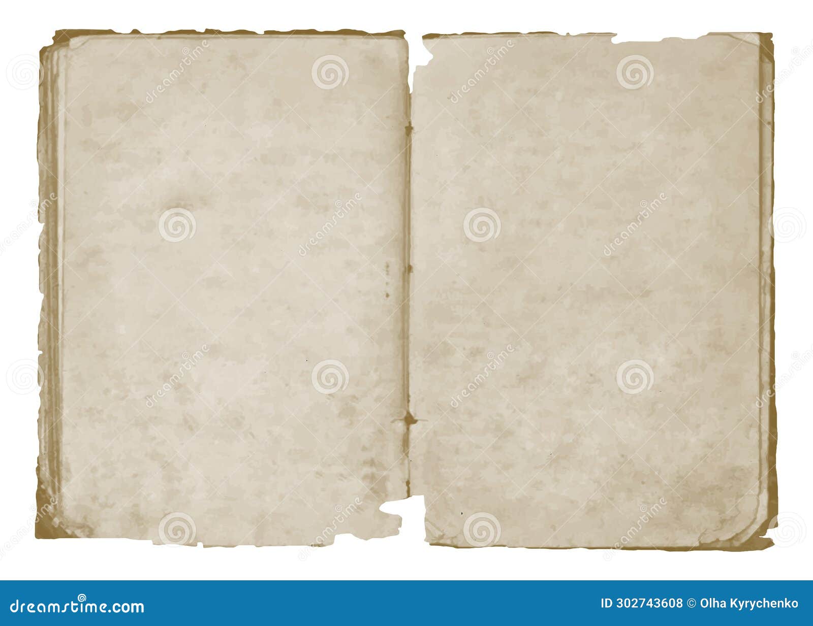 The Empty Pages of an Old Antique Open Tattered Torn Book Stock Vector ...