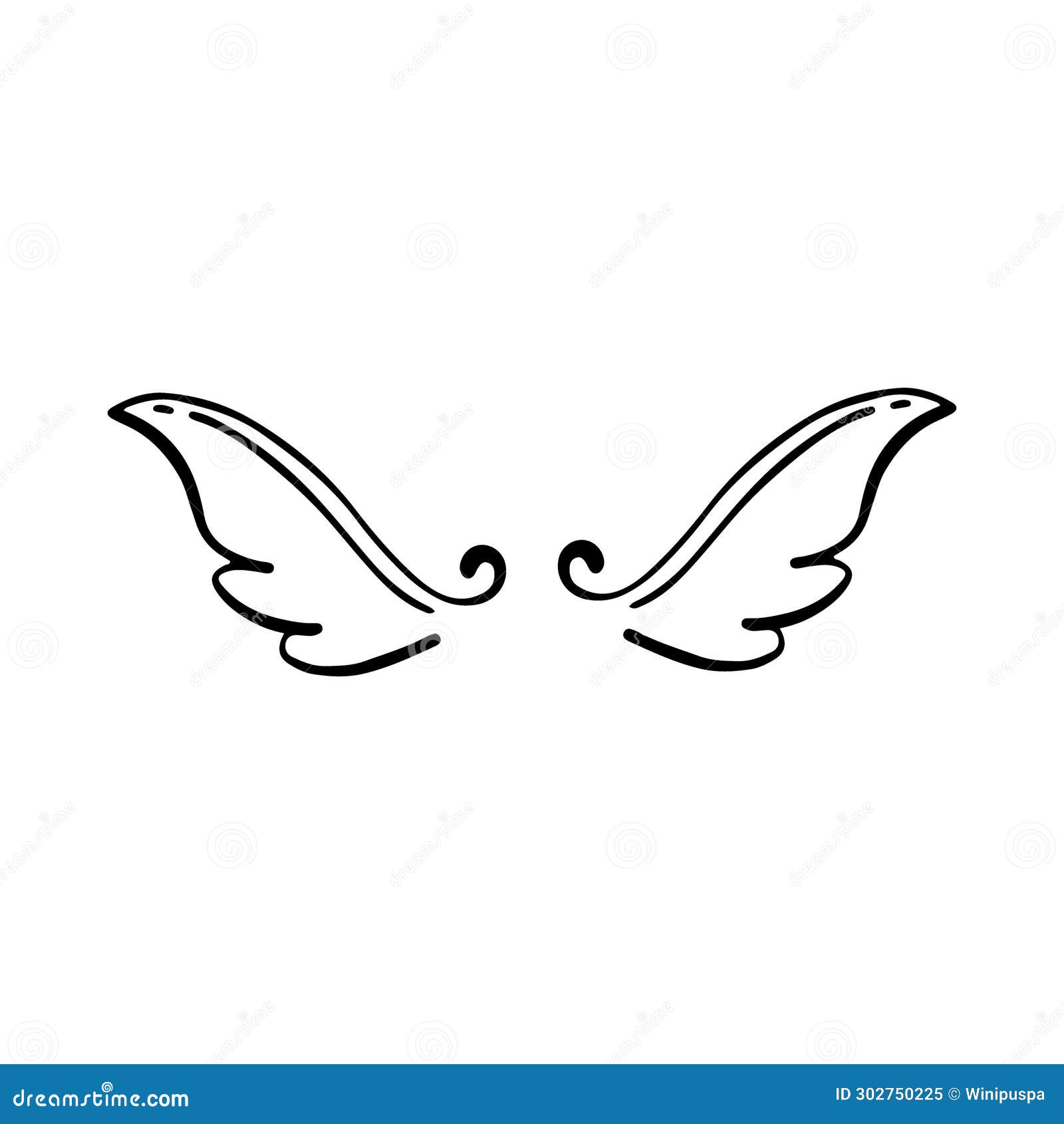 Doodle Wings. Cartoon Bird Feather Wings, Religious Angel Wings Ink ...