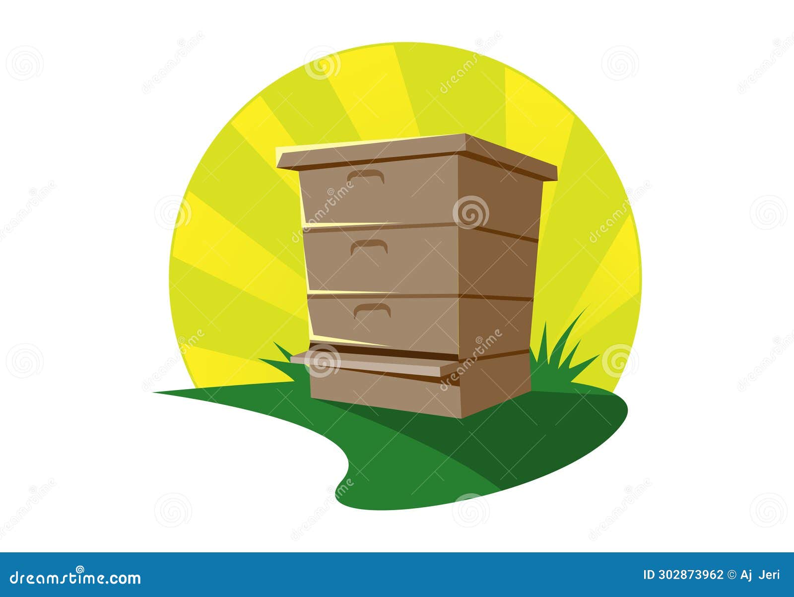 Vector Illustration of a Wooden Bee Box Hive Stock Vector ...