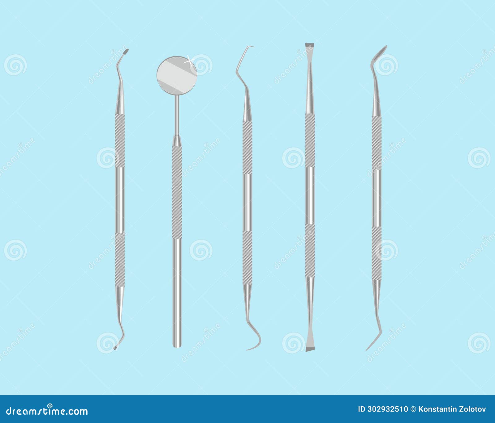 Dentist Instruments on the Blue Background Stock Vector - Illustration ...