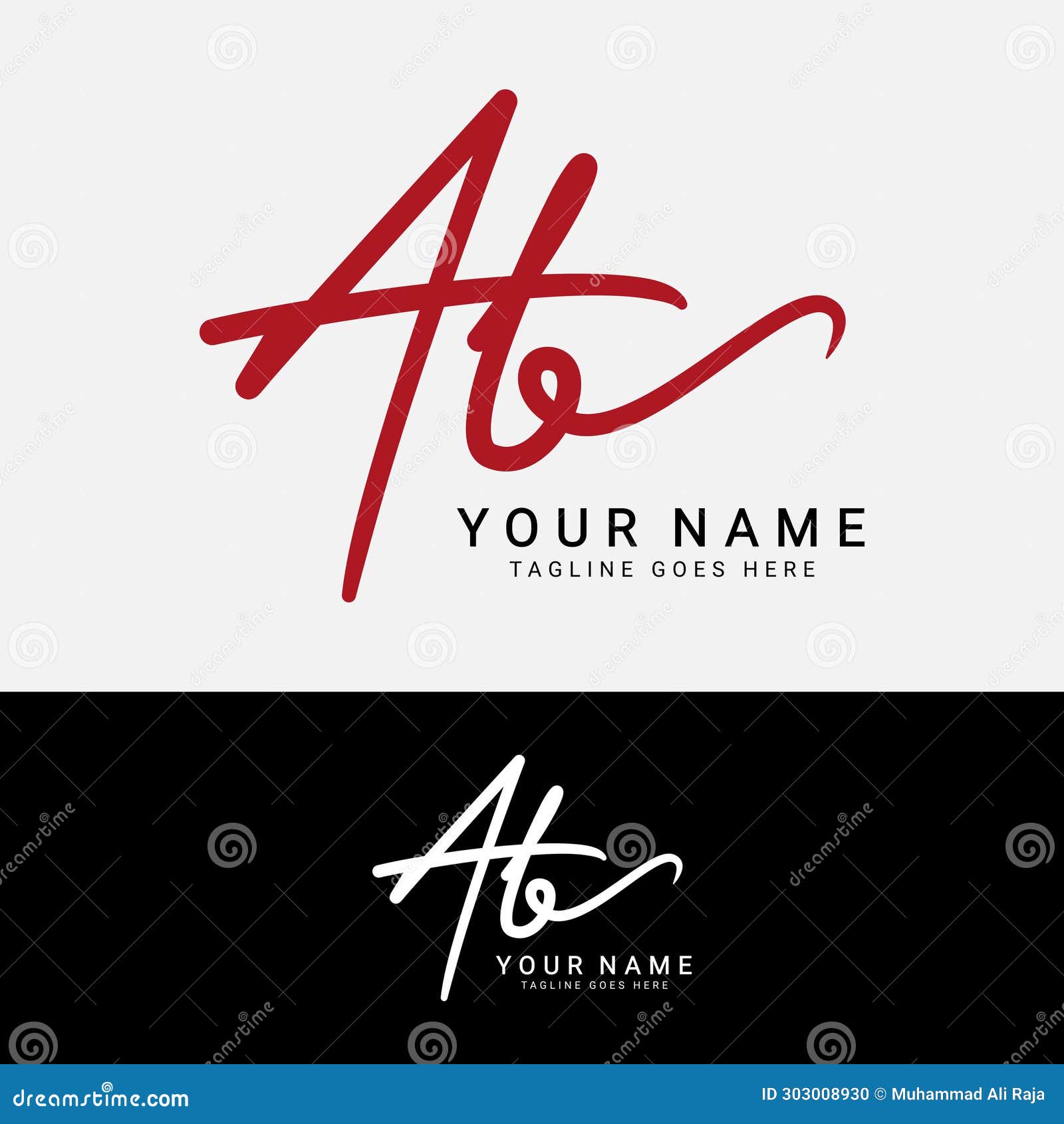 A, B, AB Initial Handwriting or Handwritten Letter Logo. Logo with ...