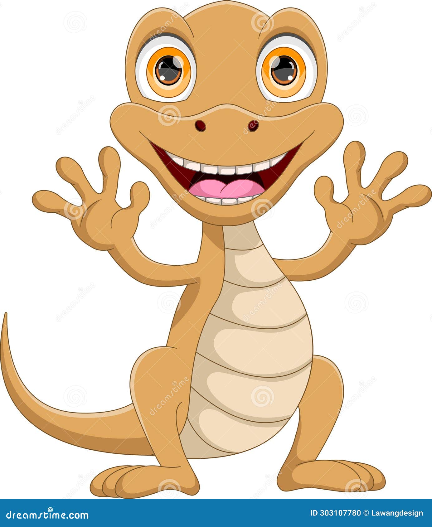 Cute lizard waving cartoon stock vector. Illustration of crocodile ...