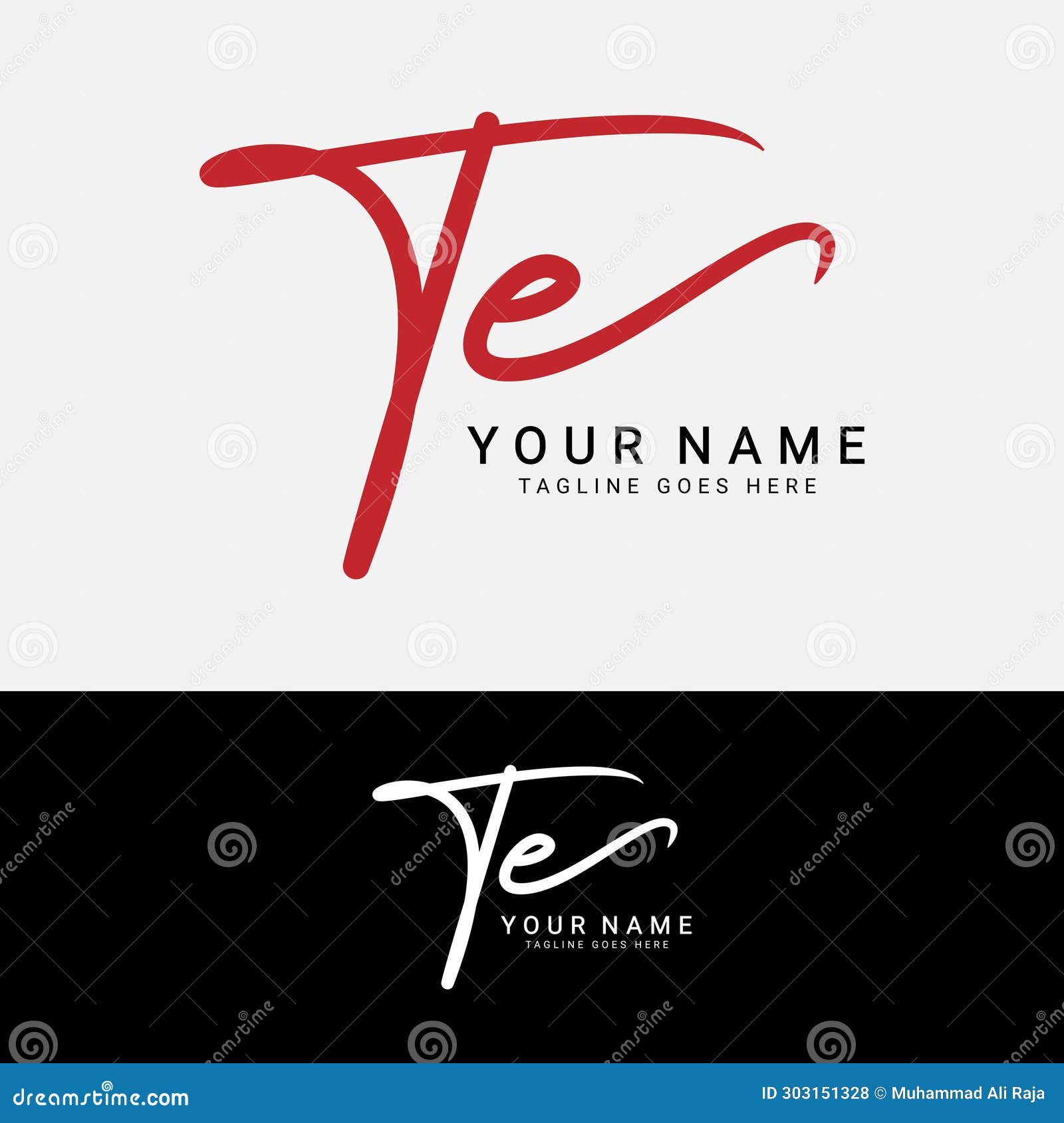 T, E, TE Initial Handwriting or Handwritten Letter Logo. Logo with ...