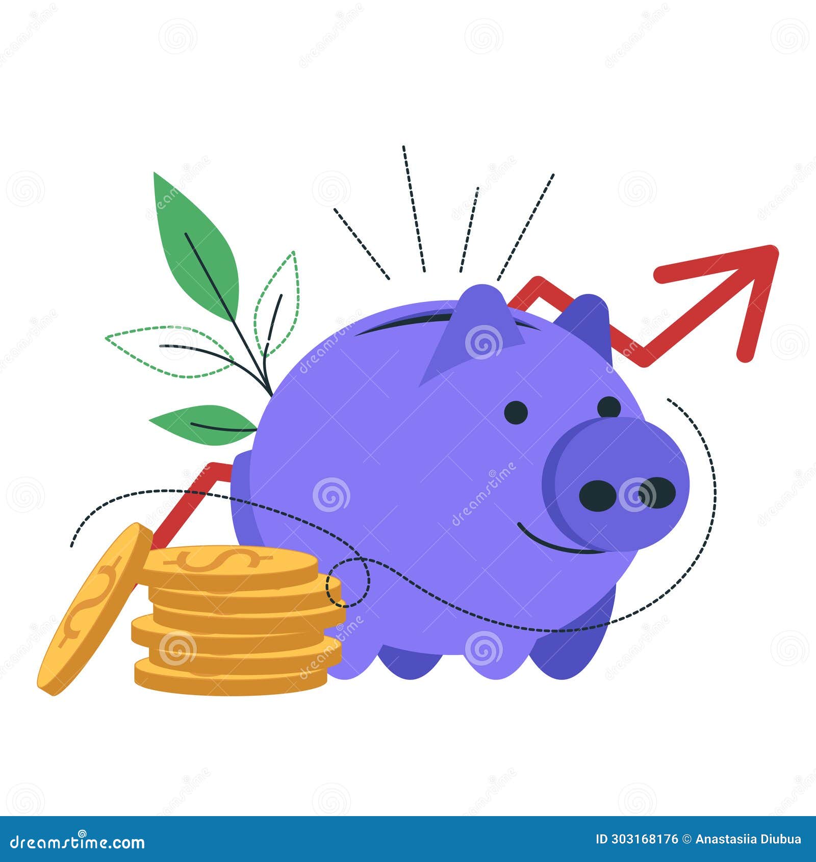 Coins Bar With Arrow Graph Going Up Dan Down Growth Of Financial And ...