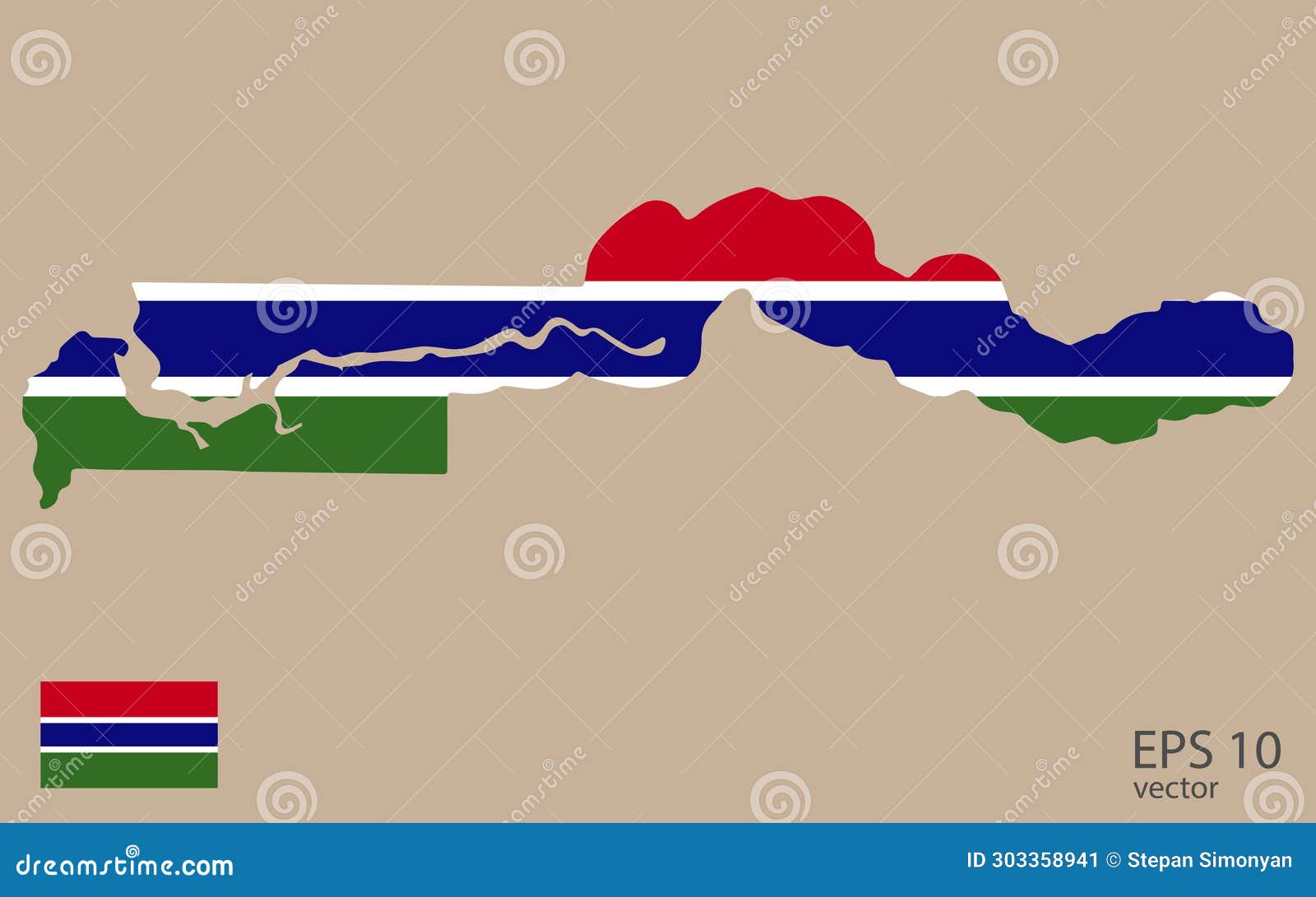 Vector Map of Gambia. Vector Design Isolated on Grey Background.Web ...
