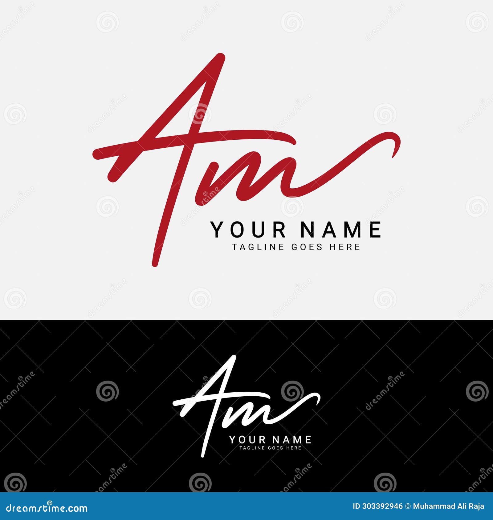 A, M, am Initial Handwriting or Handwritten Letter Logo. Logo with ...