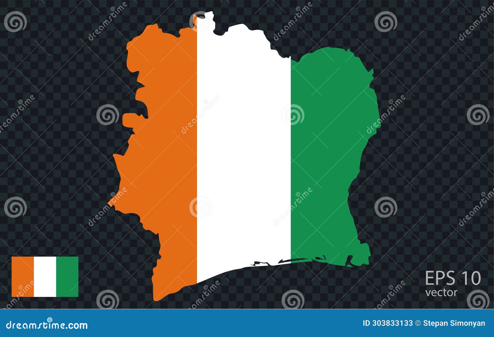 Vector Map of Ivory Coast. Vector Design Isolated on Grey Background ...