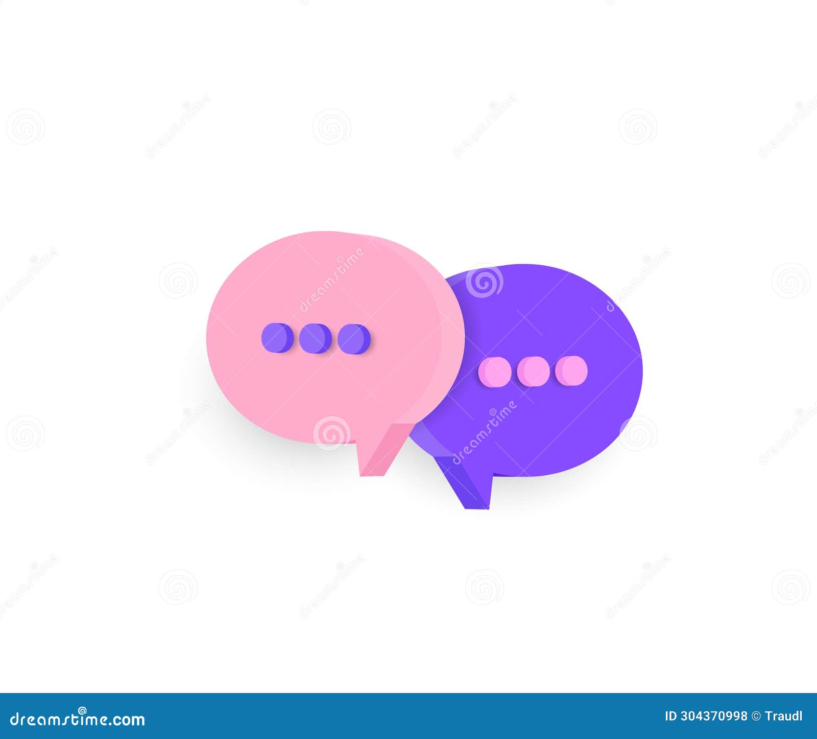 Pink and Purple 3D Chat Bubble. UI Design Icon. Vector Illustration ...