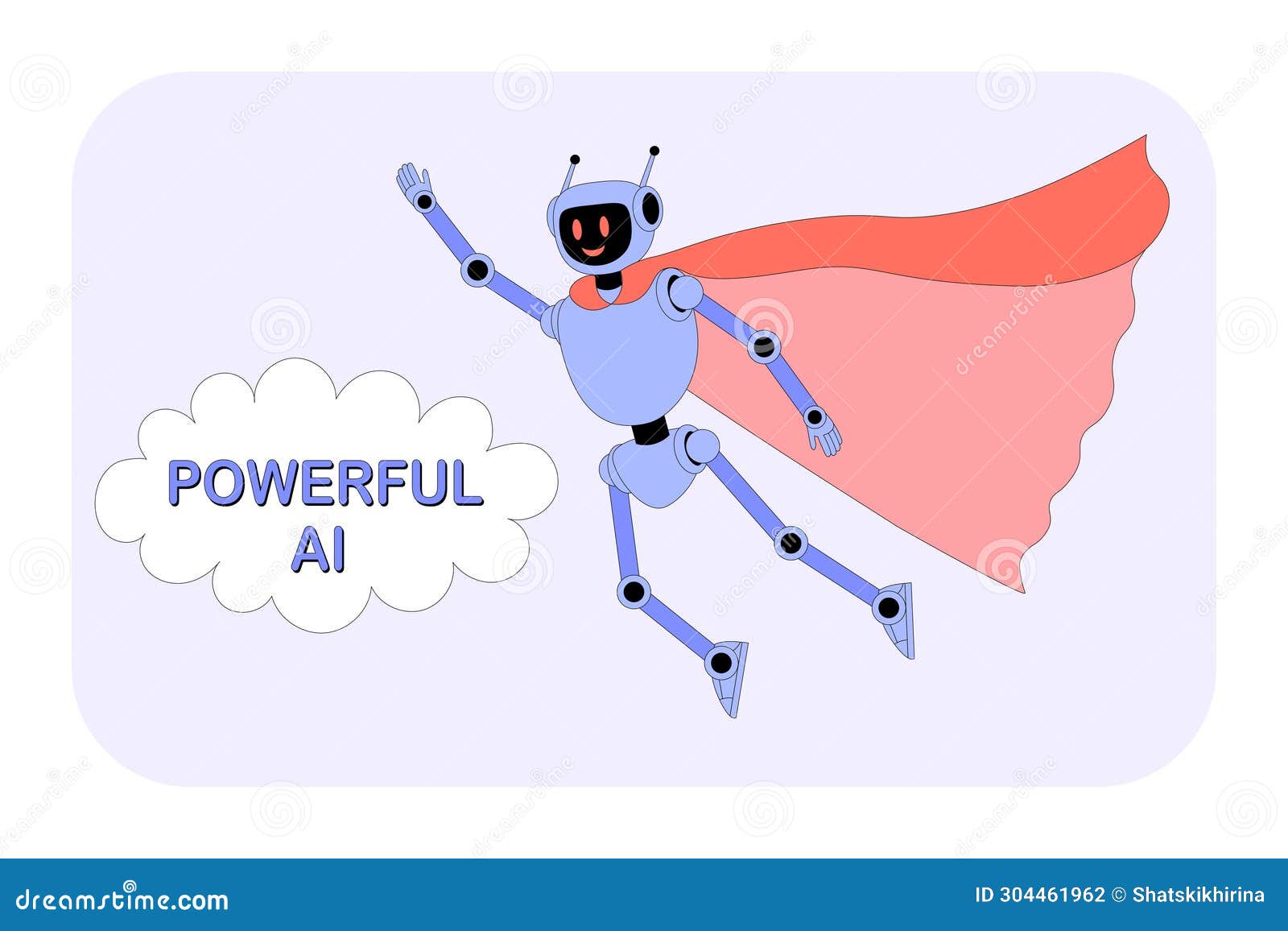 Powerful AI Concept. Flying Robot. Artificial Intelligence. Cyberg ...