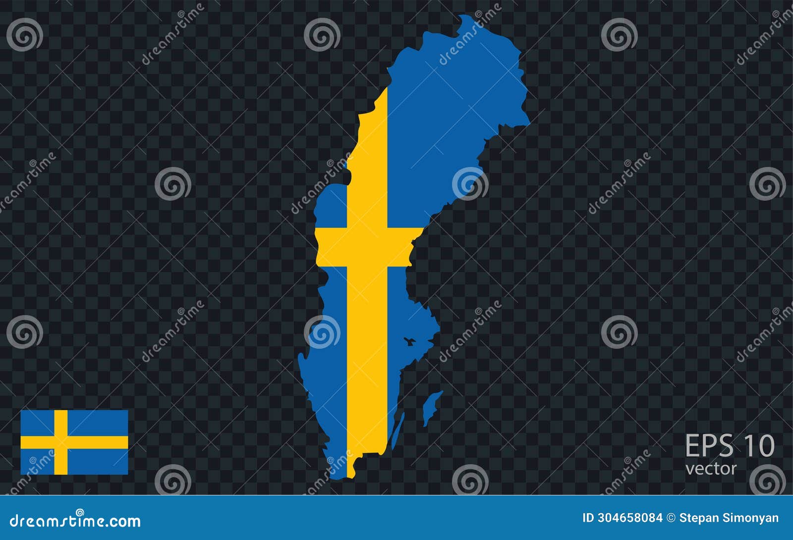 Vector Map of Sweden. Vector Design Isolated on Grey Background.Web ...