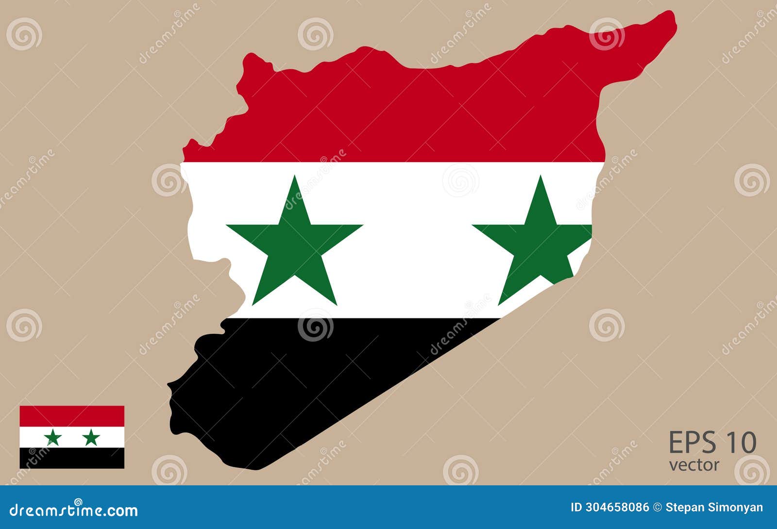 Syria Map Design With 3D Style. Blue Syria Map And National Flag ...